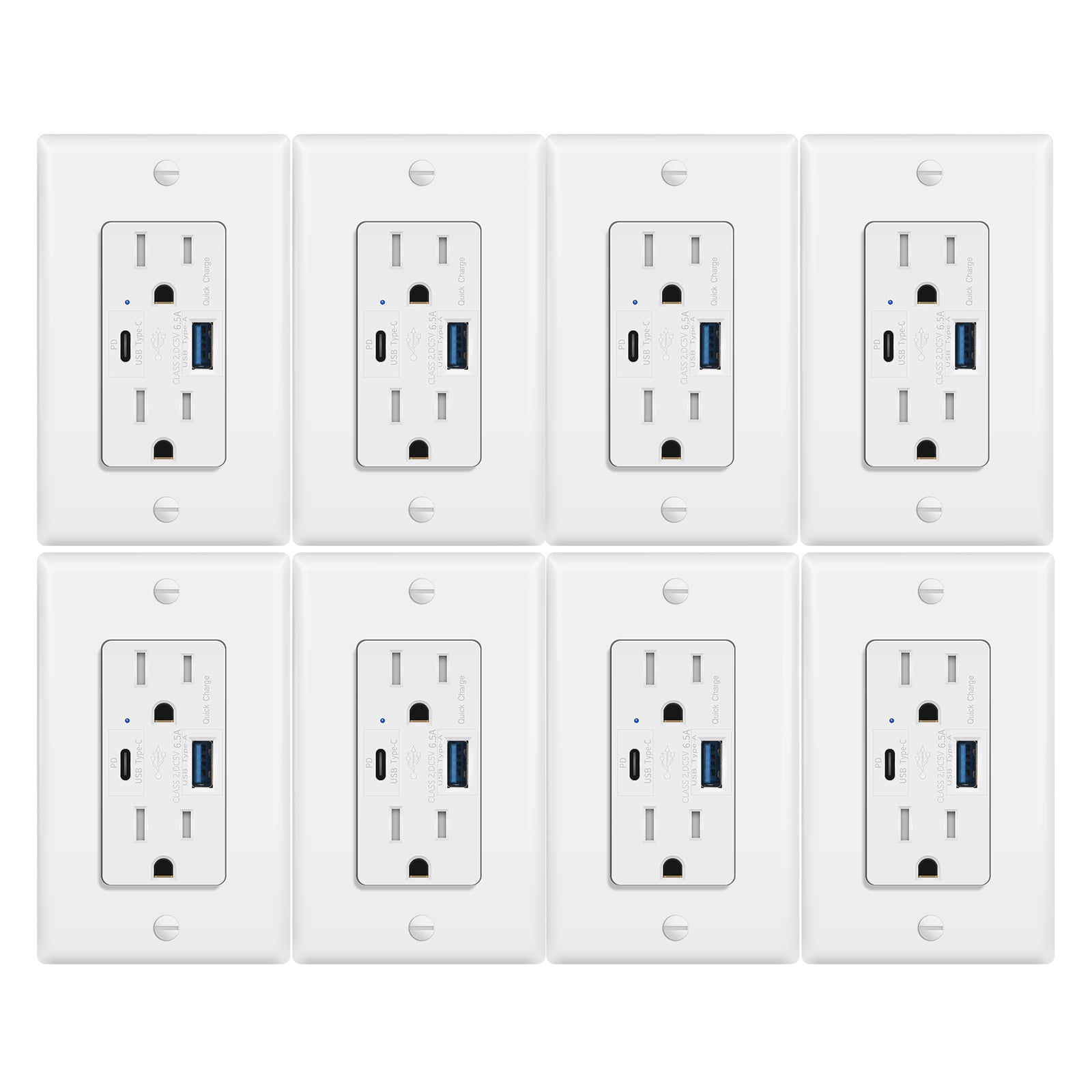 Greencycle USB C Wall Outlet PD3.0 65W GaN,8PK Type C Outlet Fast ...
