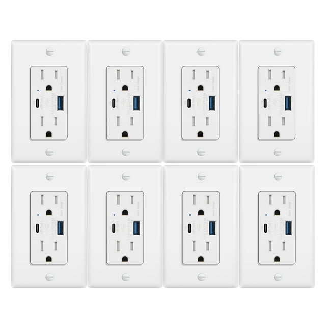Greencycle USB C Wall Outlet PD3.0 65W GaN,8PK Type C Outlet Fast ...