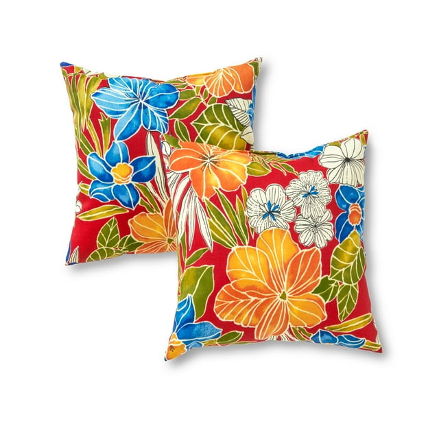 Greendale Home Fashions Aloha Red 17 in. Square Outdoor Throw Pillow (2 ...