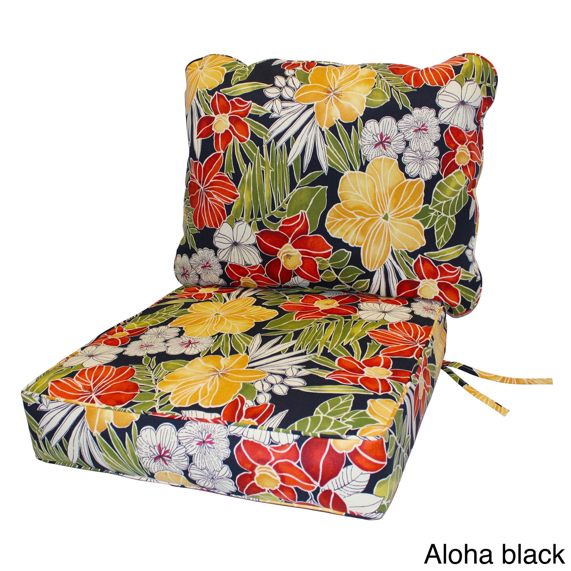 Greendale Home Fashions Deep Seat Outdoor Cushion Set by Aloha Black ...