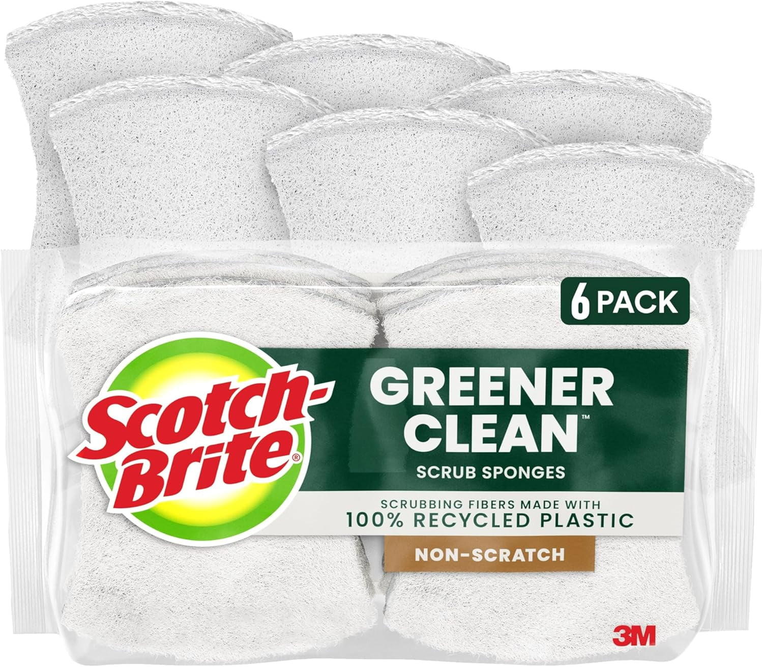 Greener Clean Non-Scratch Scrub Sponge, 6 Nonscratch Kitchen Sponges ...