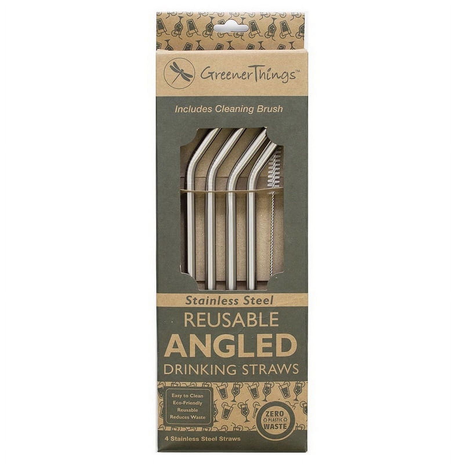 Greener Things Angled Stainless Steel Straws 4 pack - Walmart.com