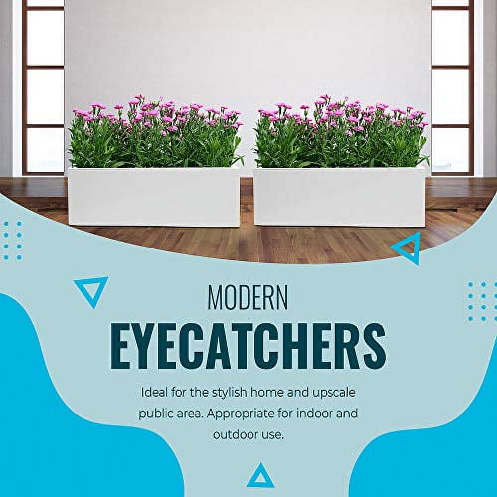 Greeneria Glossy White Rectangle Flower Pot Modern Rectangular Balcony ...