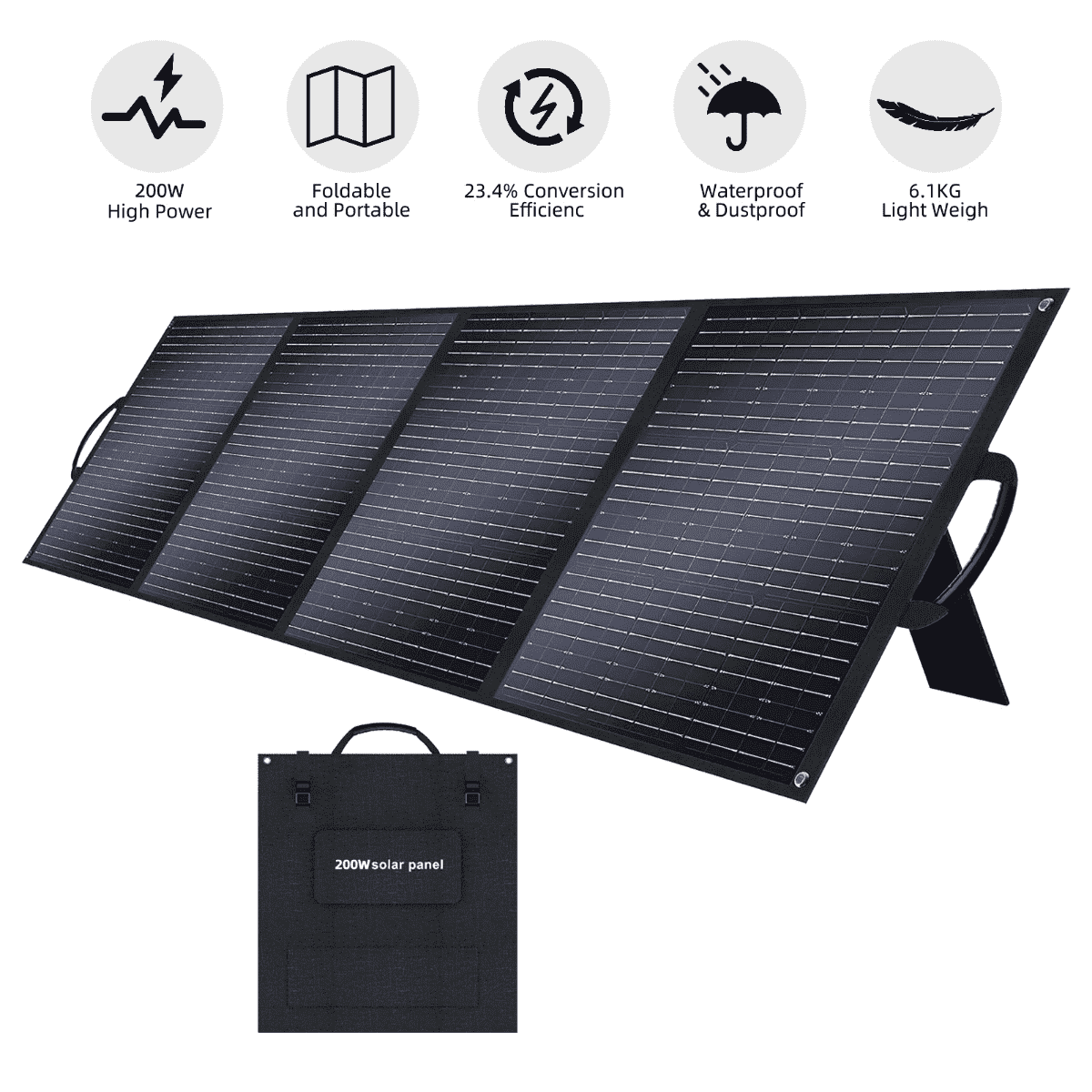 Greenery 200W Foldable Solar Panel, 18V High-Efficiency 23.4% ...