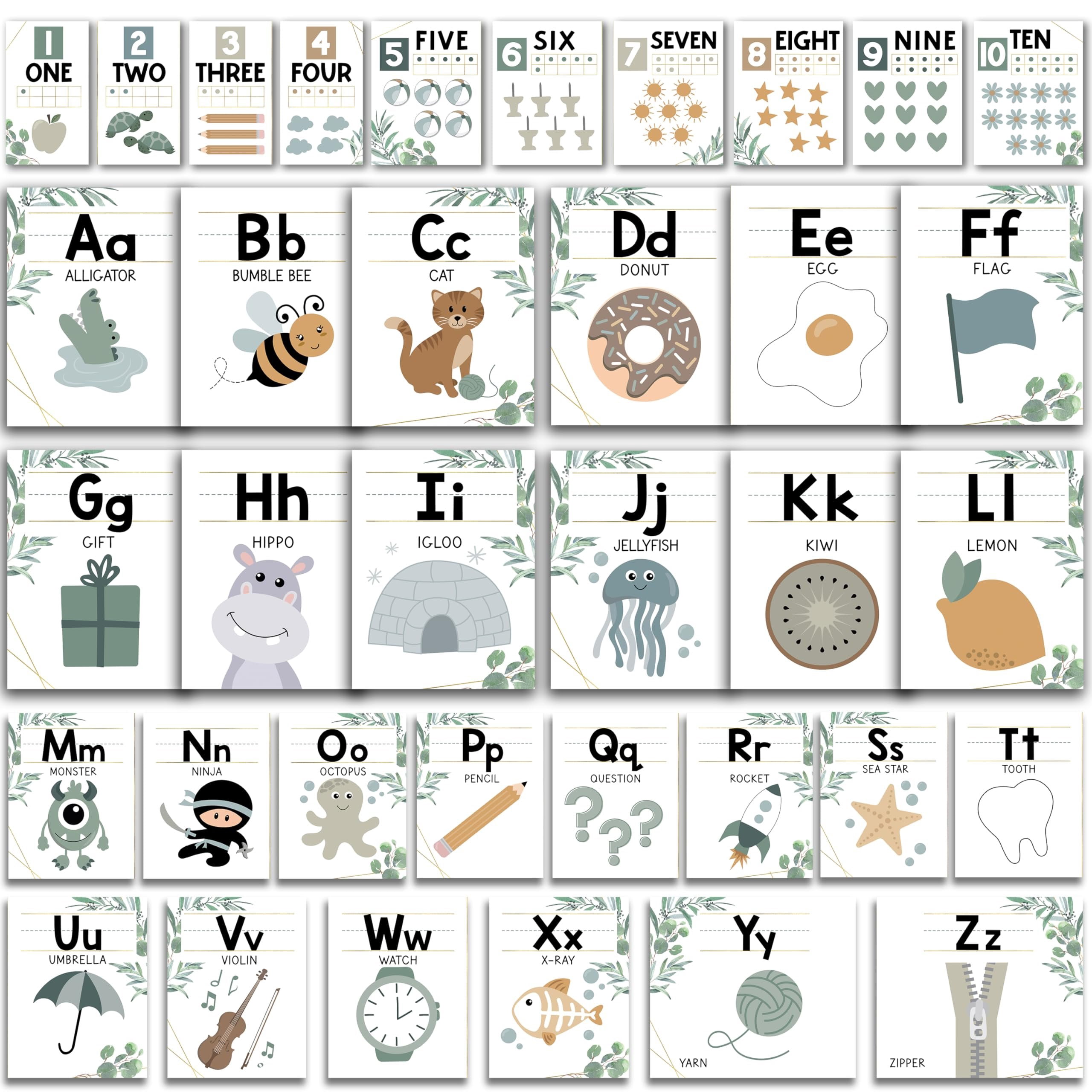 Greenery Alphabet For Classroom Wall Line - Alphabet Letters For ...