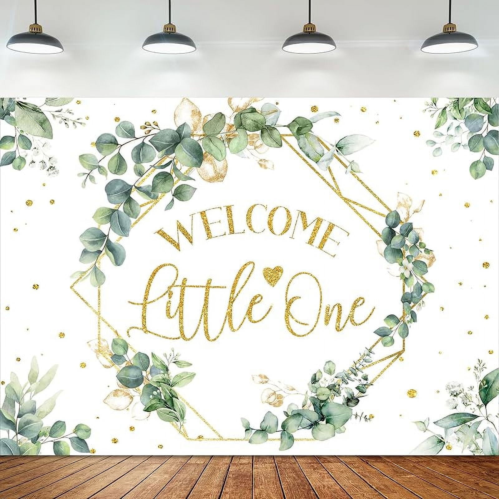 Greenery Baby Shower Backdrop for Photography Welcome Little One ...
