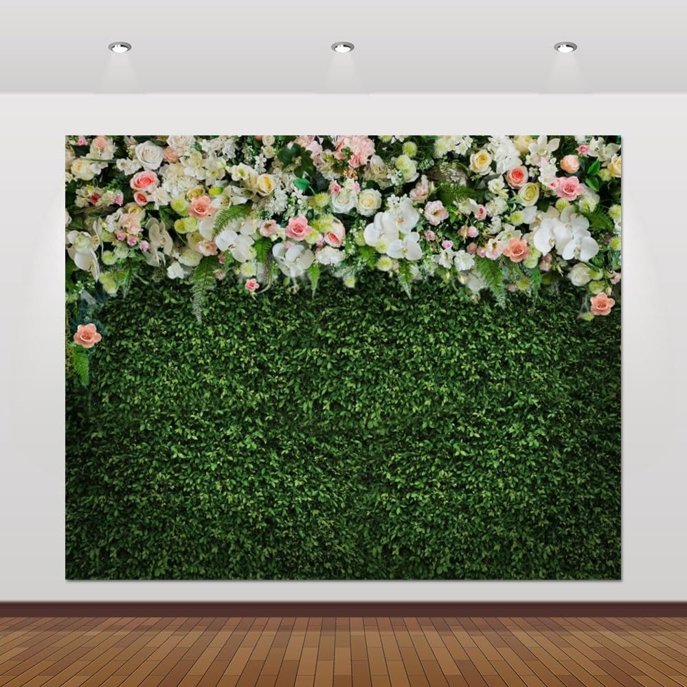 Greenery Backdrop with Flowers Mother'S Day Background Green Leaves ...