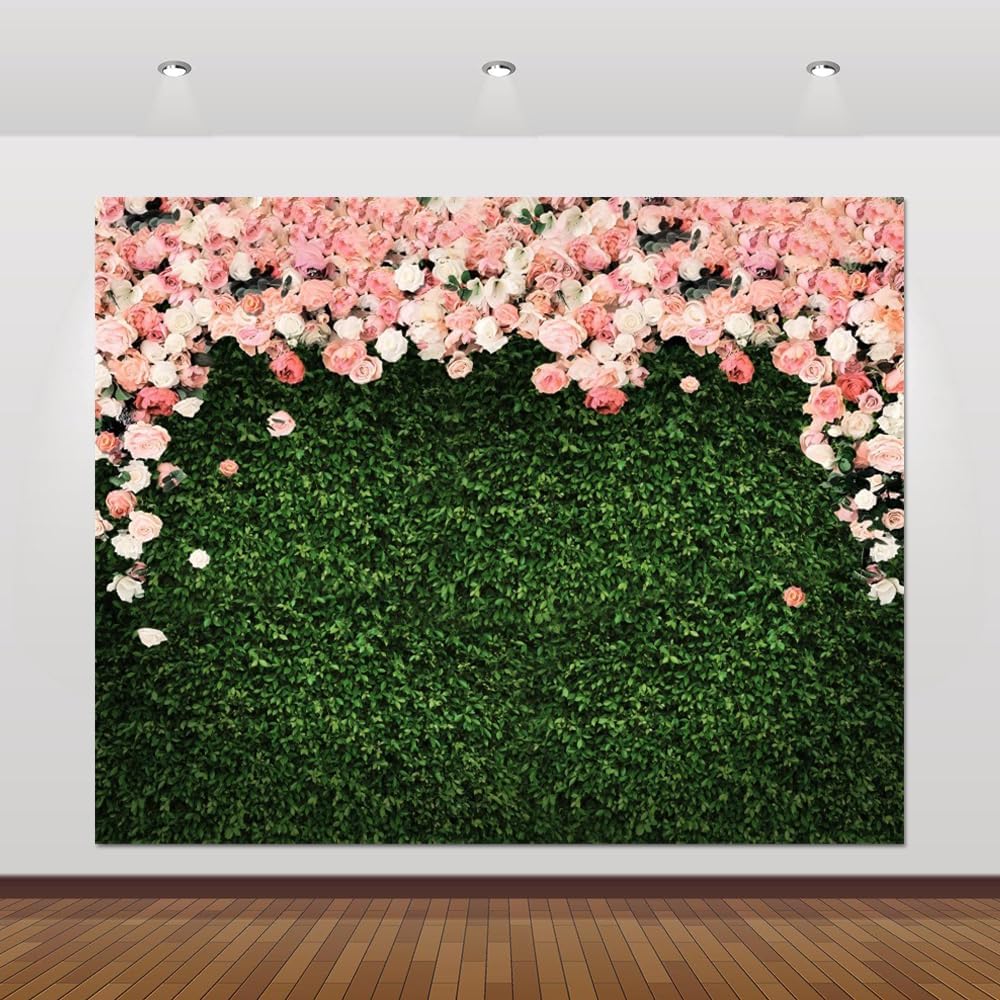 Greenery Backdrop with Flowers Mother's Day Photo Backdrop Spring Green ...