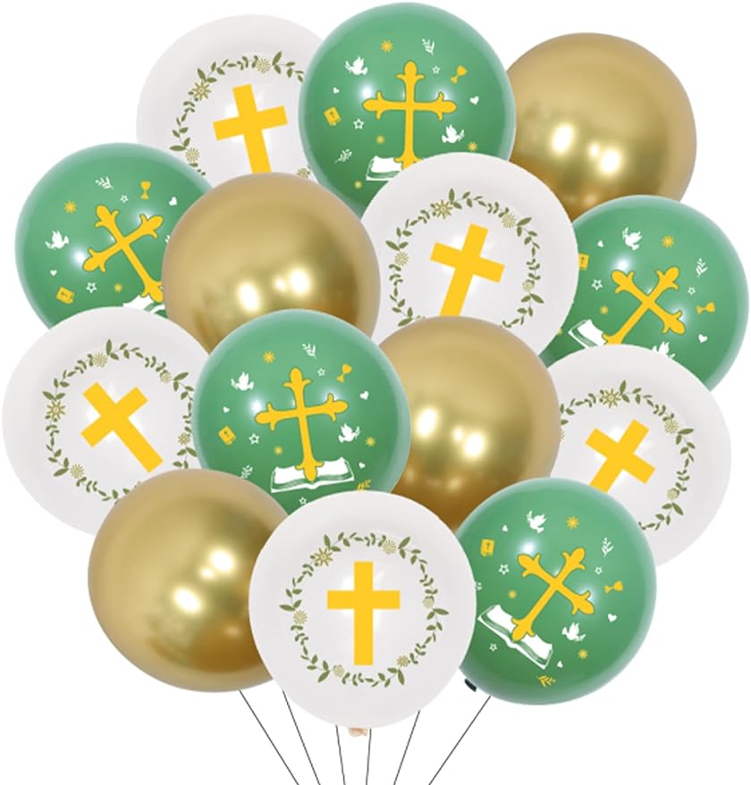 Greenery Baptism Decorations - 36PCS Christening Decorations Balloons ...