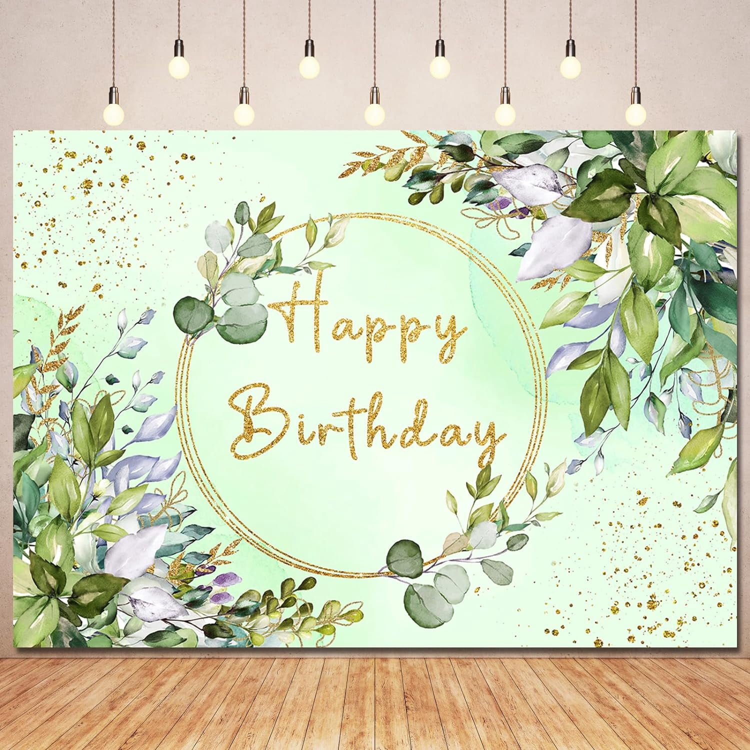 Greenery Birthday Backdrop Green Birthday Decorations, Sage Green Happy ...