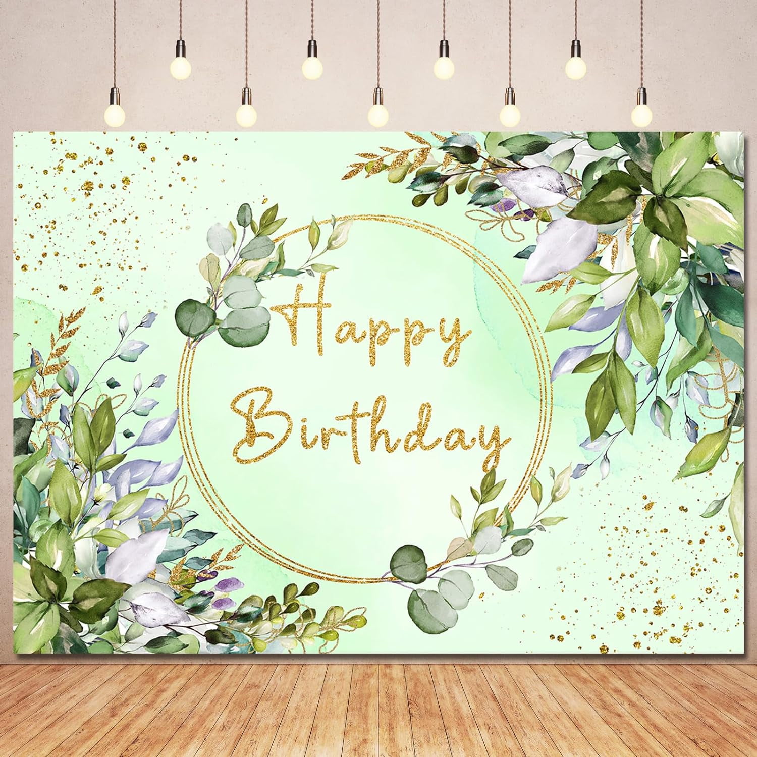 Greenery Birthday Backdrop Green Birthday Decorations,Sage Green Happy ...