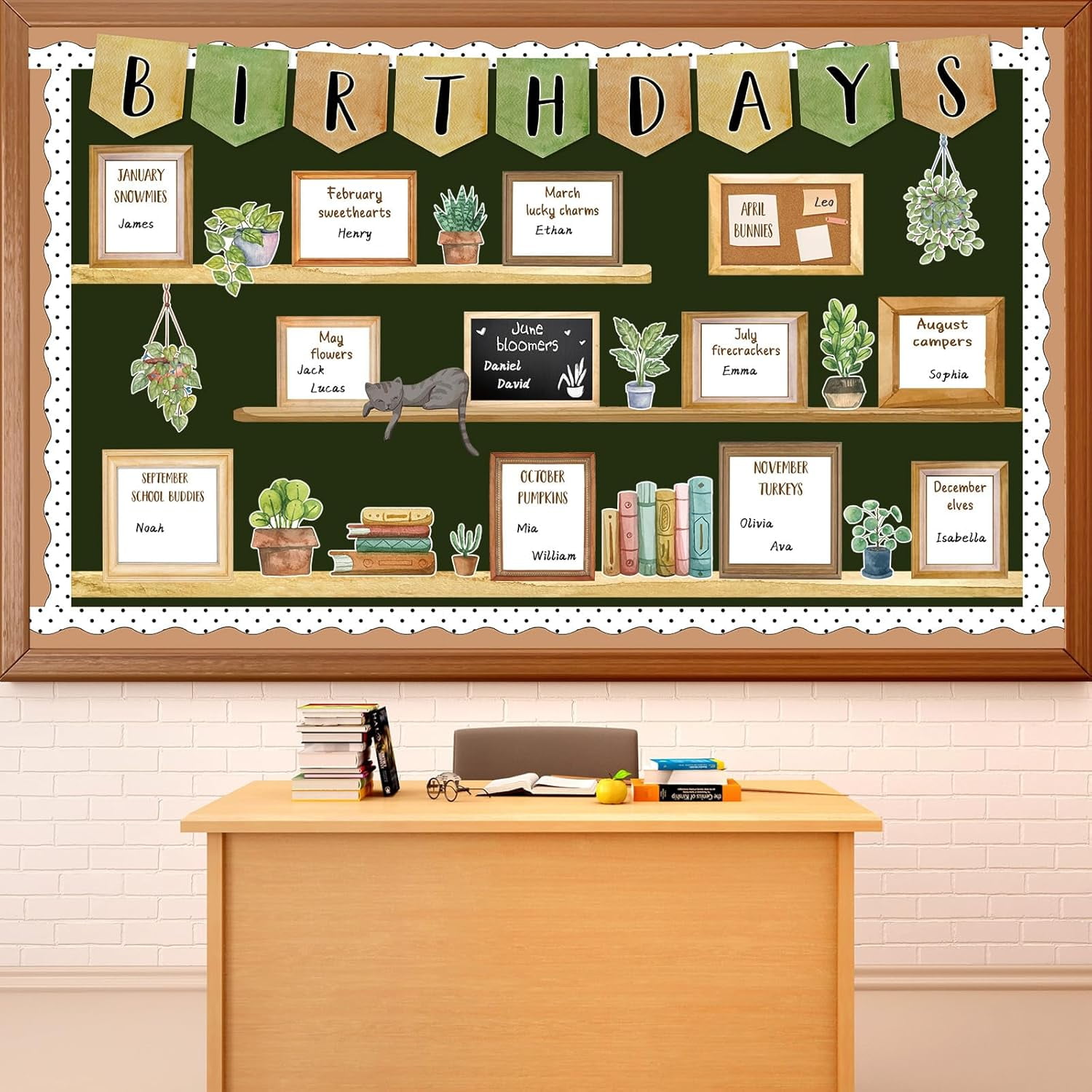 Greenery Birthday Bulletin Board Set Potted Plant Cutouts Classroom ...