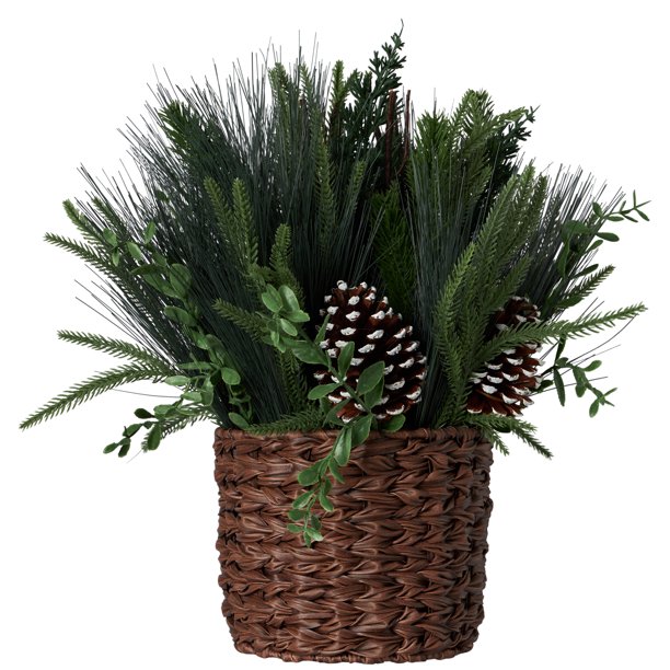 Greenery Brown Basket, 16 in, by Holiday Time - Walmart Business Supplies
