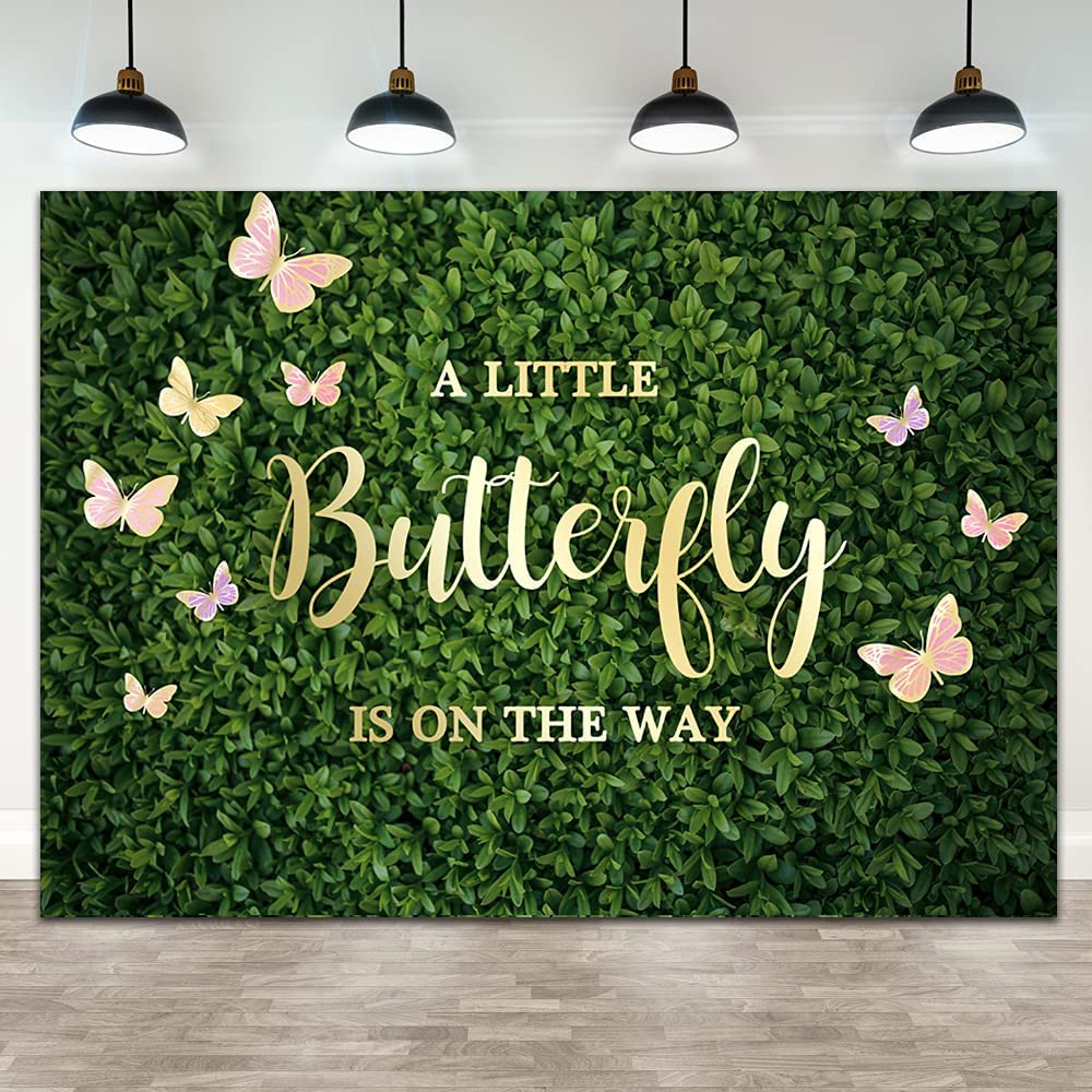Greenery Butterfly Backdrop A Little Butterfly is On The Way Baby ...