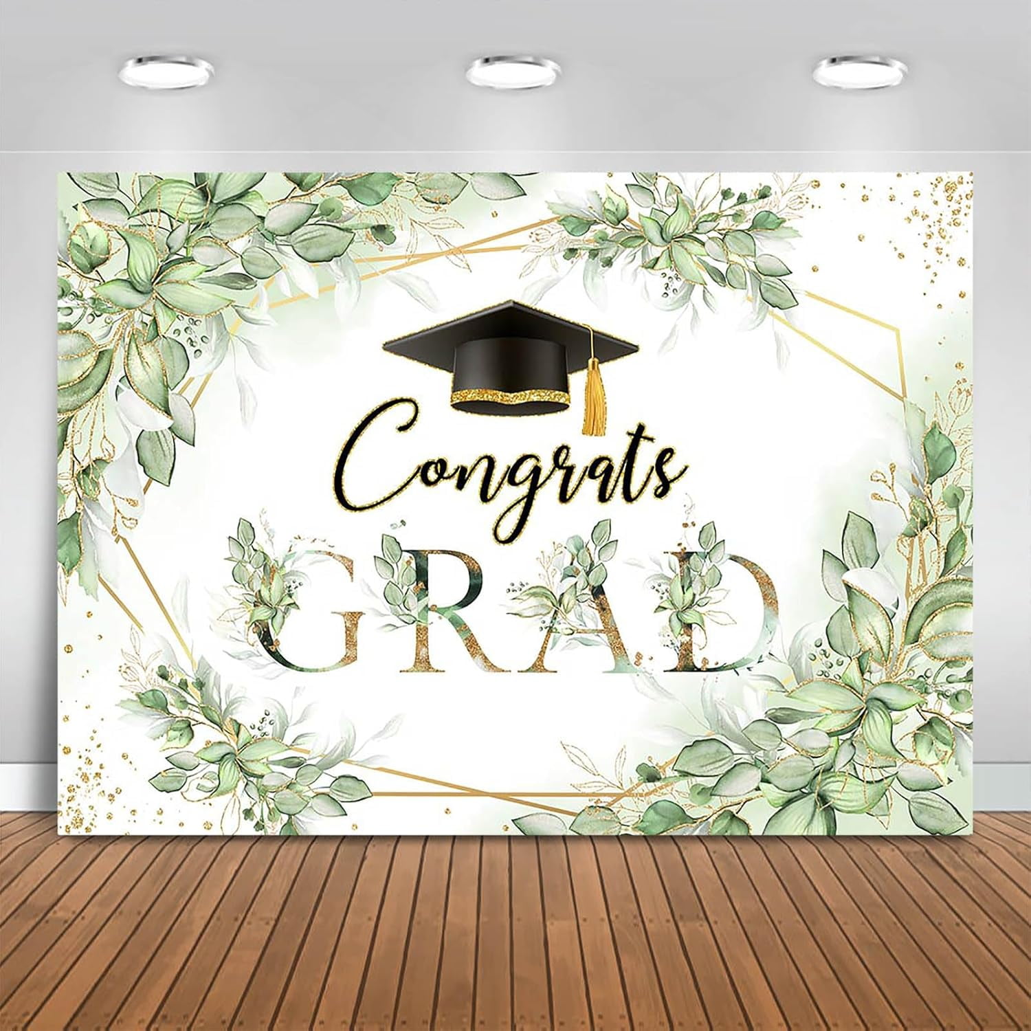 Greenery Congrats Grad Backdrop Green Leaves 2025 Graduation Background ...