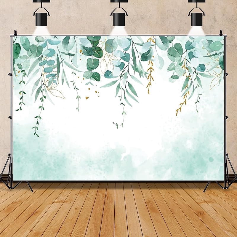 Greenery Eucalyptus Leaf Baby Shower Photography Backdrop Watercolor ...