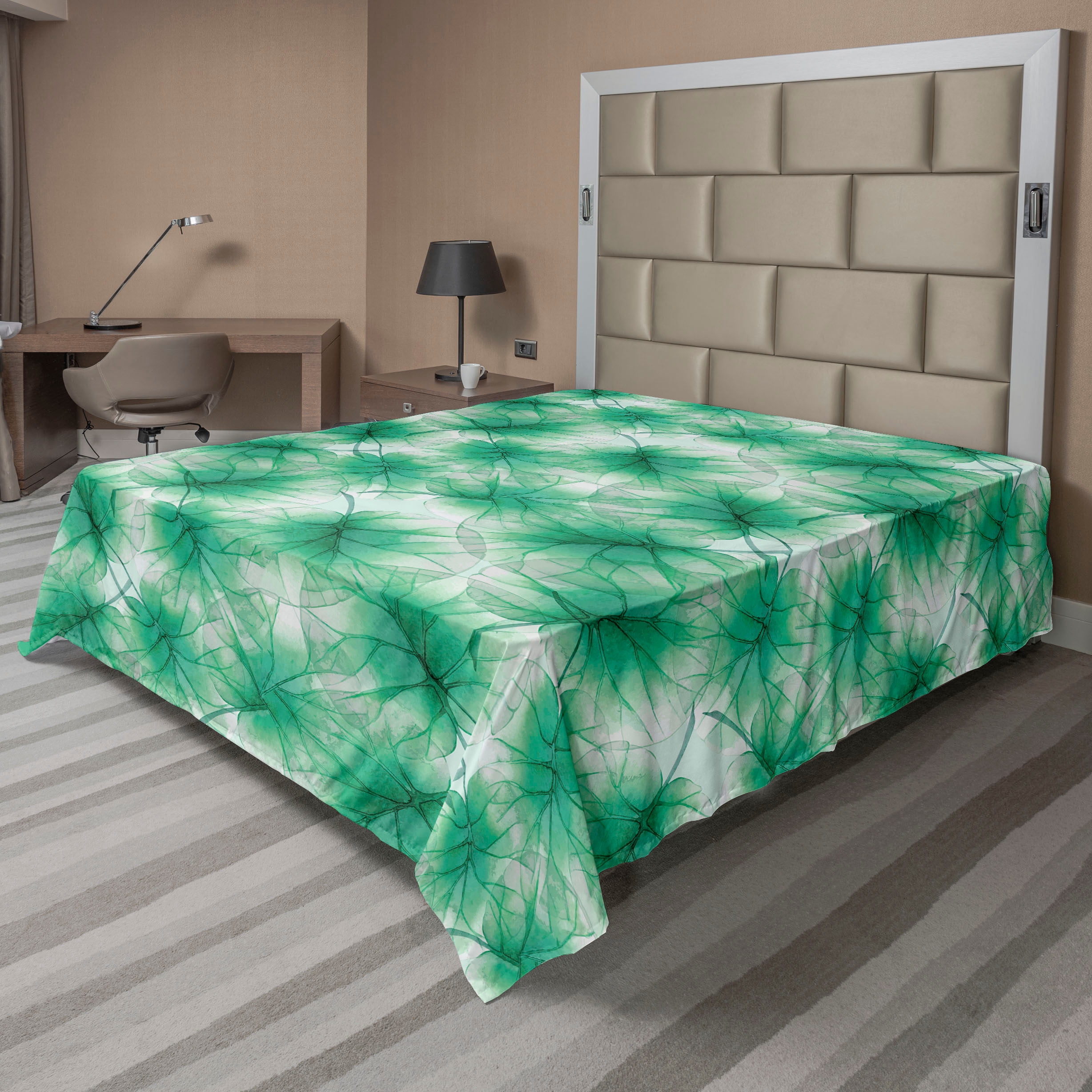 Ambesonne Greenery Flat Bedding Sheet Soft Top Sheet, Lotus Leaves ...