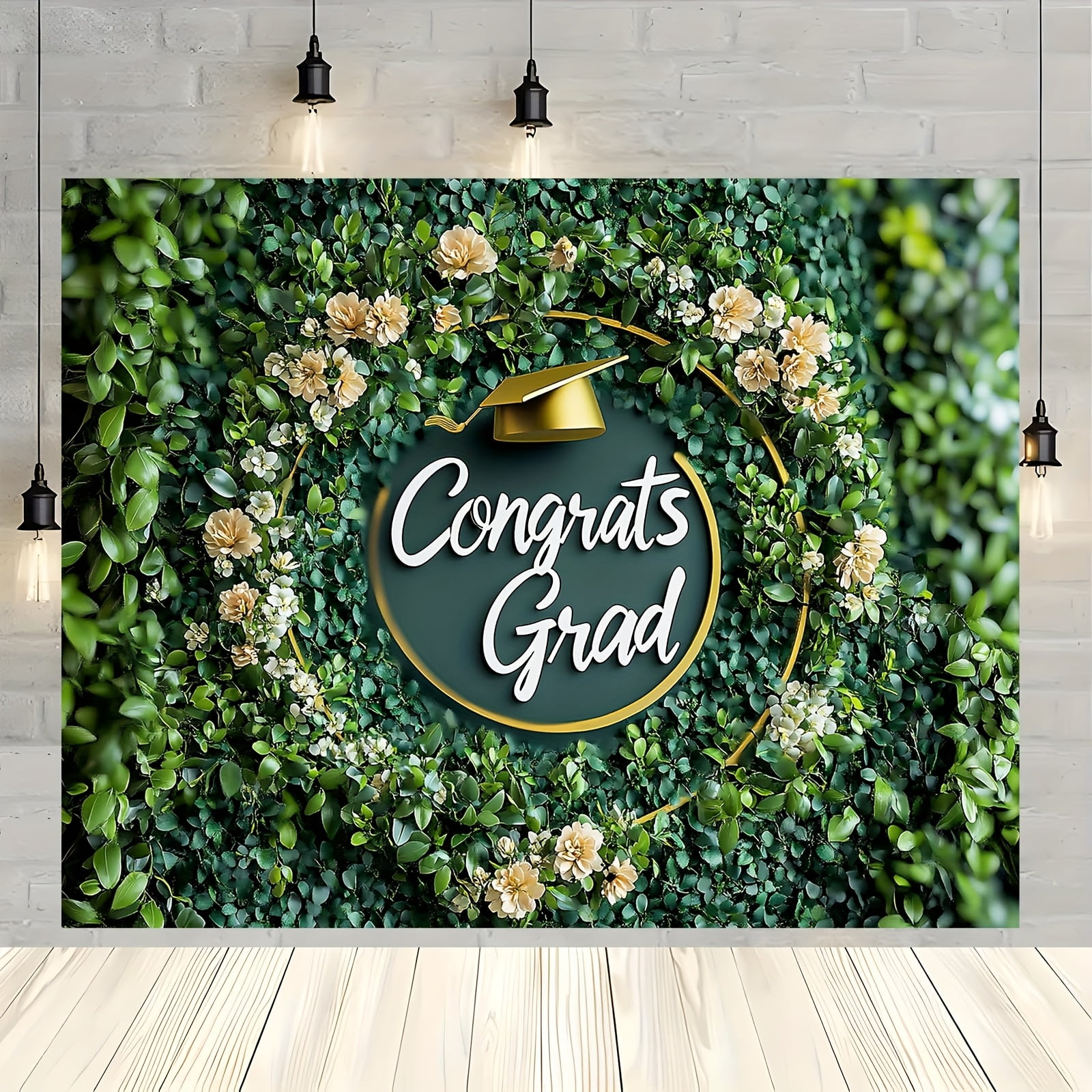 Greenery Floral Congratulations Backdrop Congrats Grad Class of 2025 ...