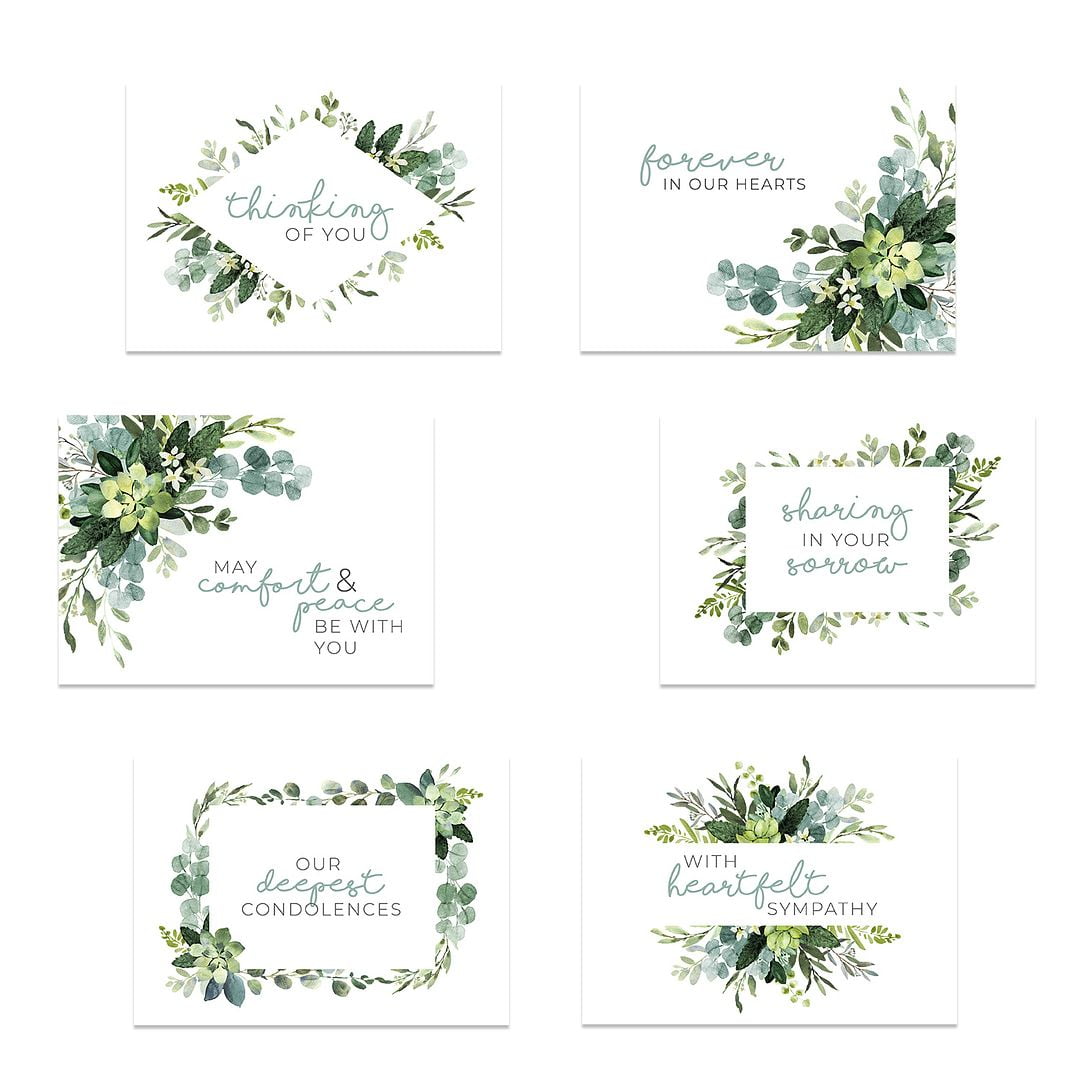 Greenery Floral Sympathy Cards / 24 Sympathy Cards And Envelopes / 6 ...