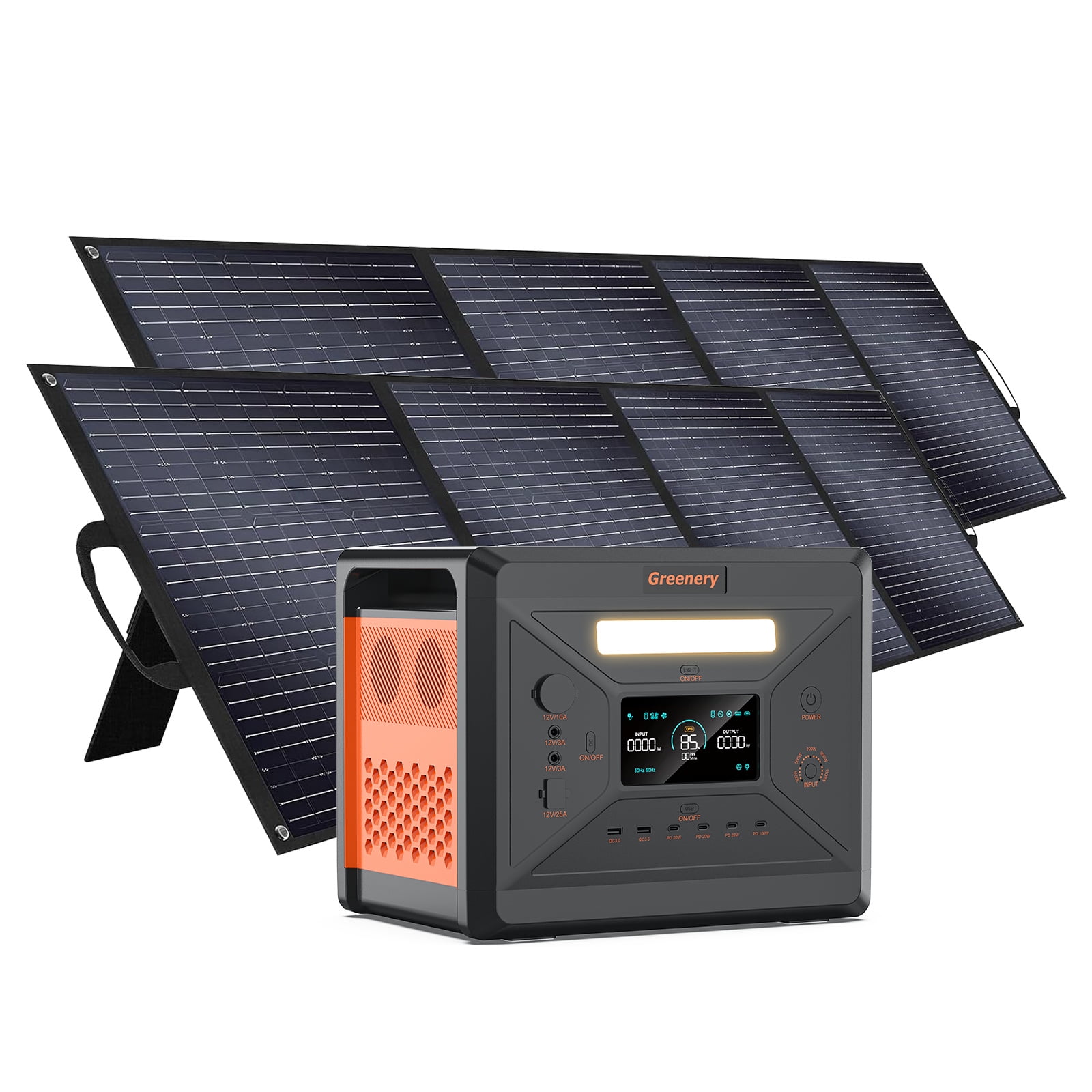Greenery G2500 Portable Power Station 2500W(Peak 4800W),2304Wh Solar Generator with 2 PCS 200W ...