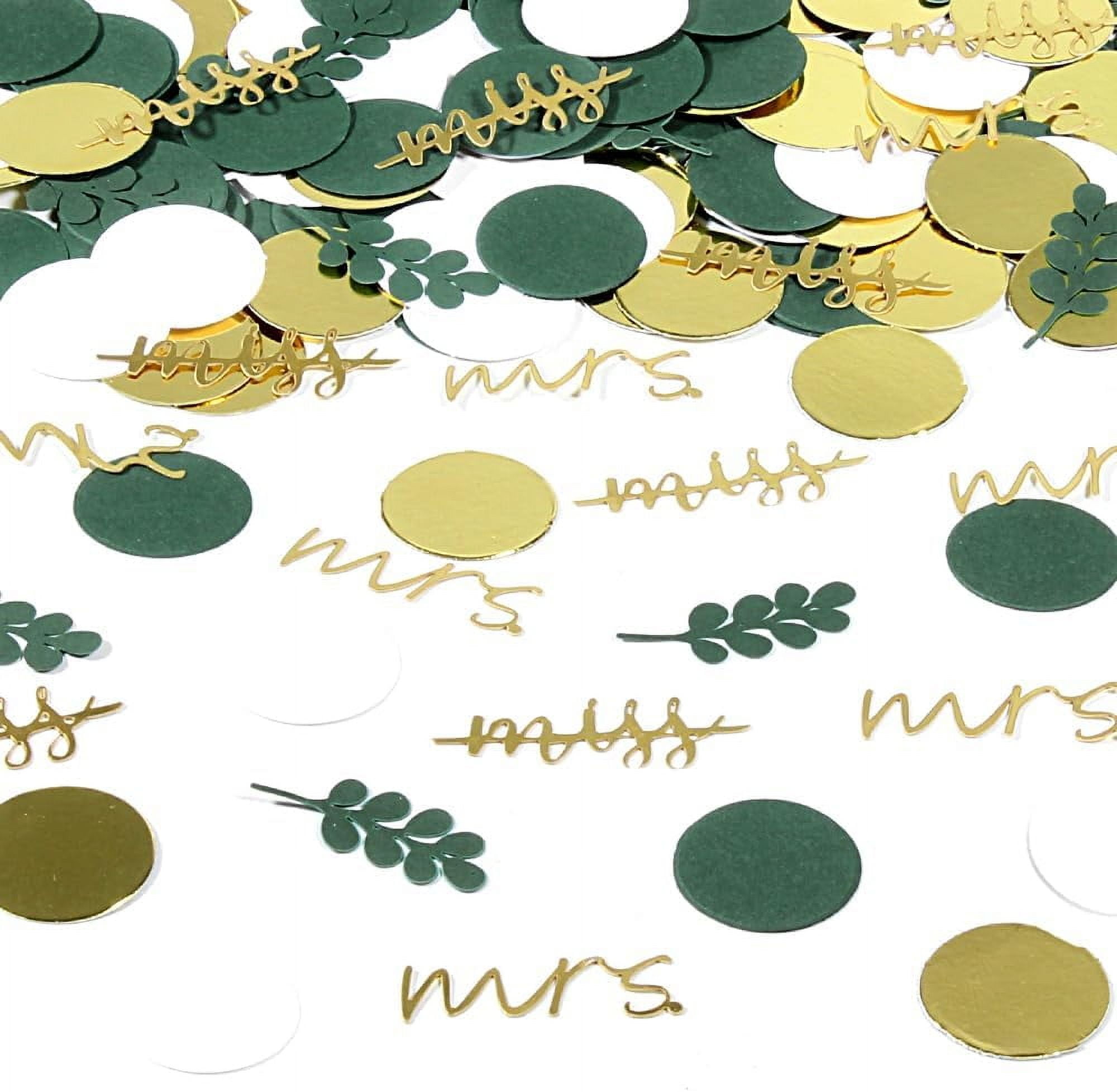 Greenery Gold Bachelorette Decorations Sage Leaf Miss to Mrs Confetti ...