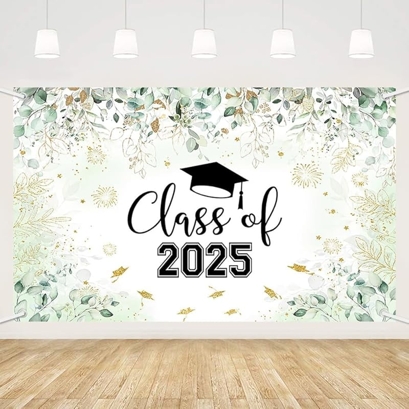 Greenery Graduation Party Backdrop Class of 2025 Graduation Party Decorations Eucalyptus Leaves ...