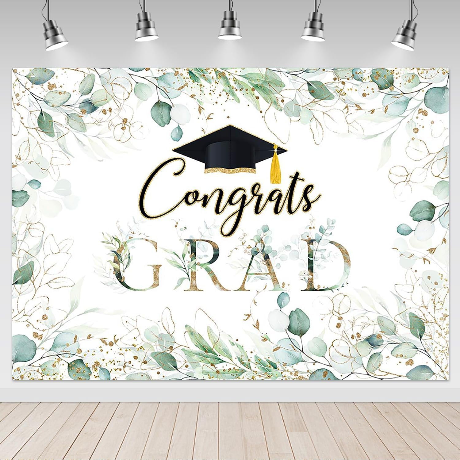 Greenery Graduation Pretty Backdrop Congrats Grad Class of 2025 ...