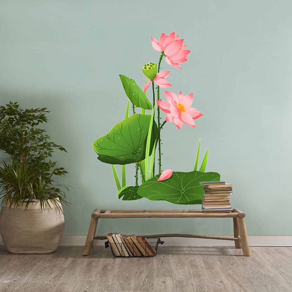 Greenery Lotus Lotus Leaf Wall Stickers Study Tea Room Living Room ...