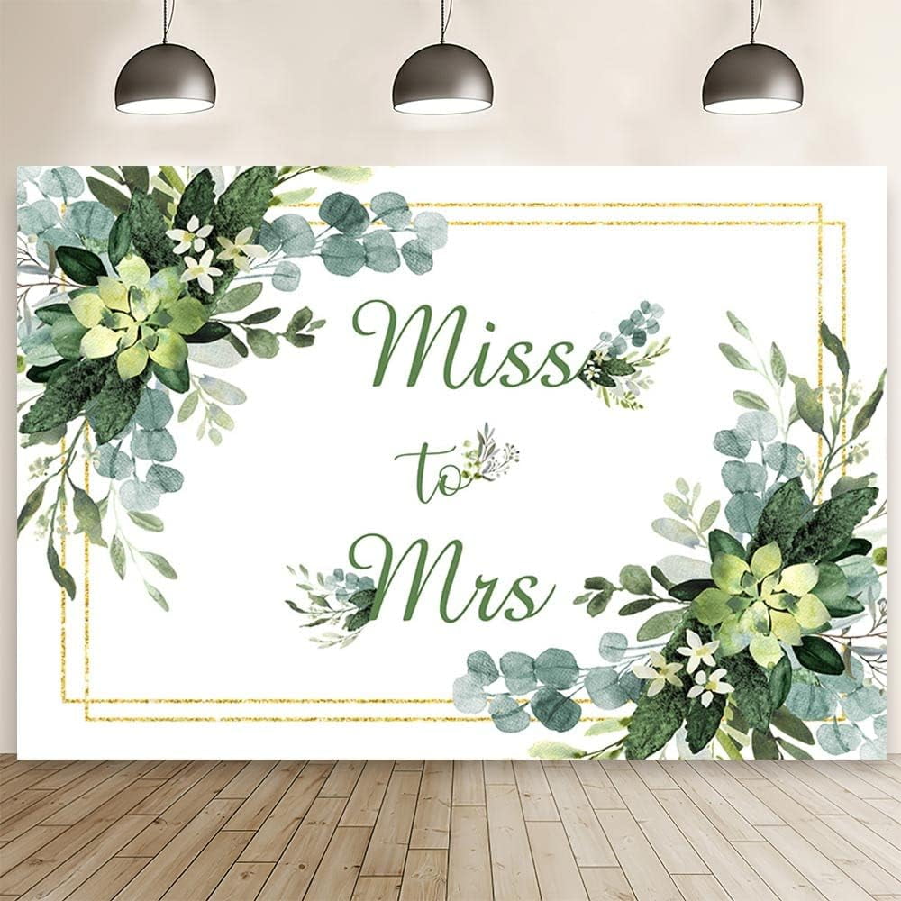 Greenery Miss to Mrs Backdrop Women Bridal Shower Photography ...