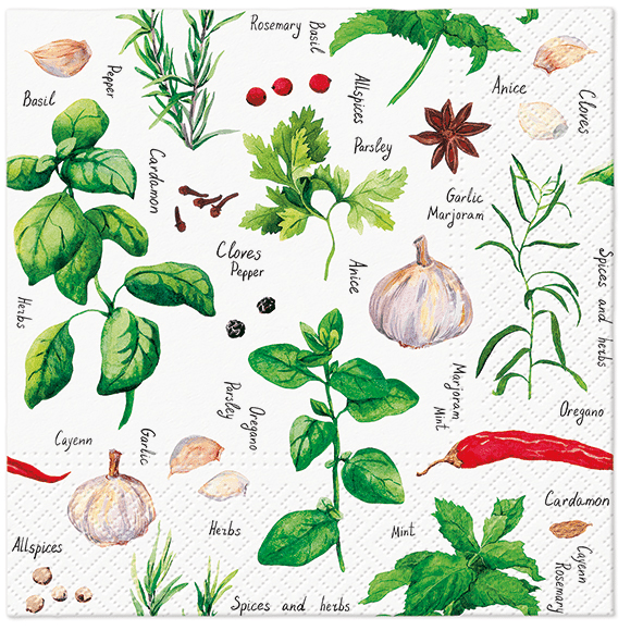 Greenery Napkins SPICES AND HERBS 40pcs Lunch Paper Napkins, Herbal ...