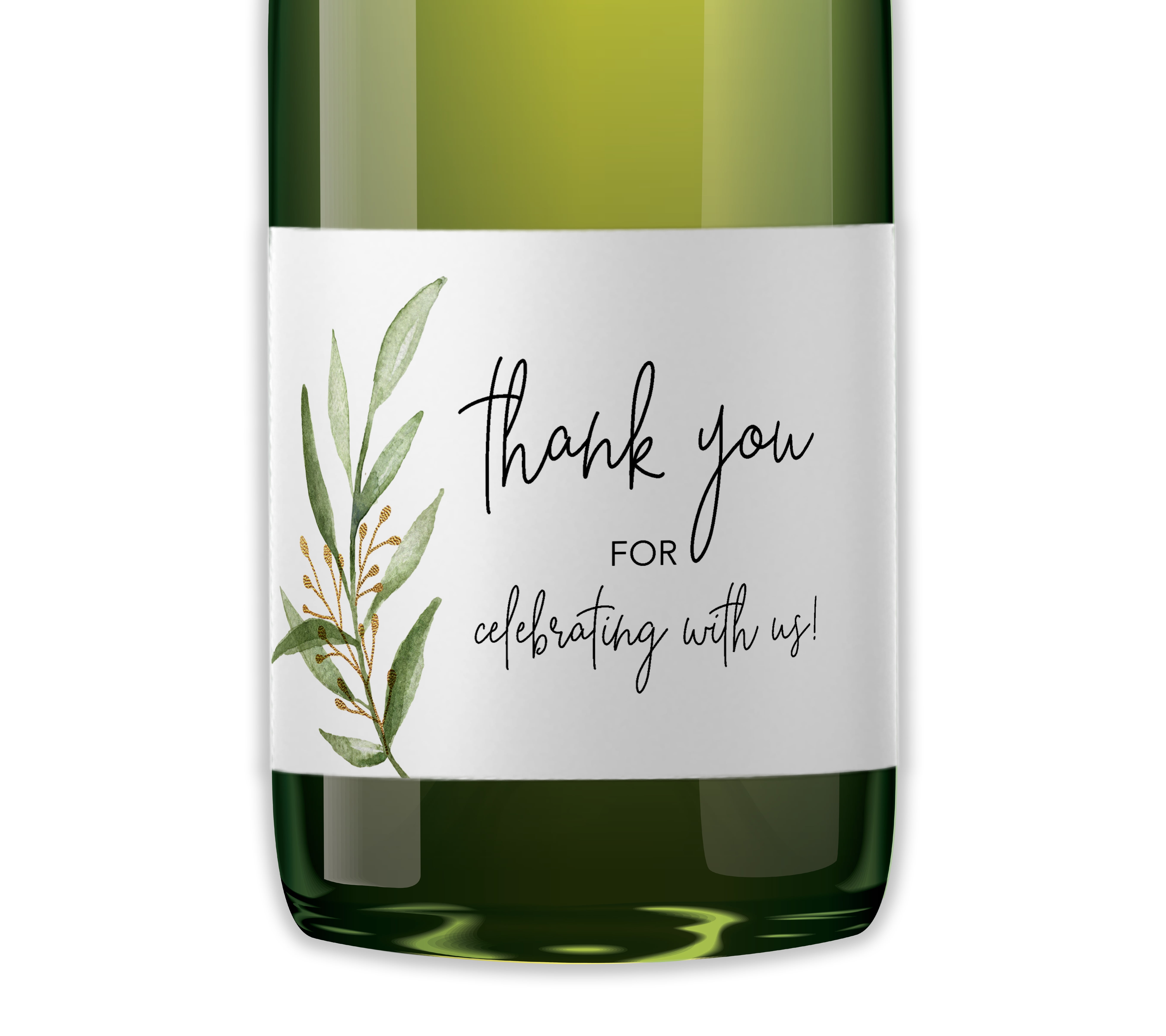Greenery Thank you for Celebrating with us Mini Champagne Labels SET of ...