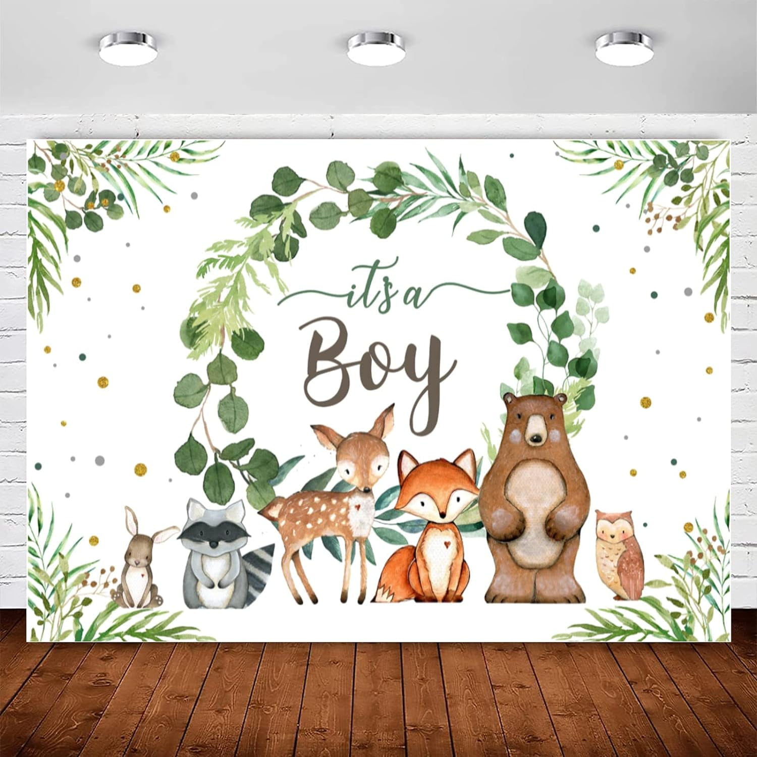 Greenery Woodland Baby Shower Backdrop It's a Boy Baby Shower ...
