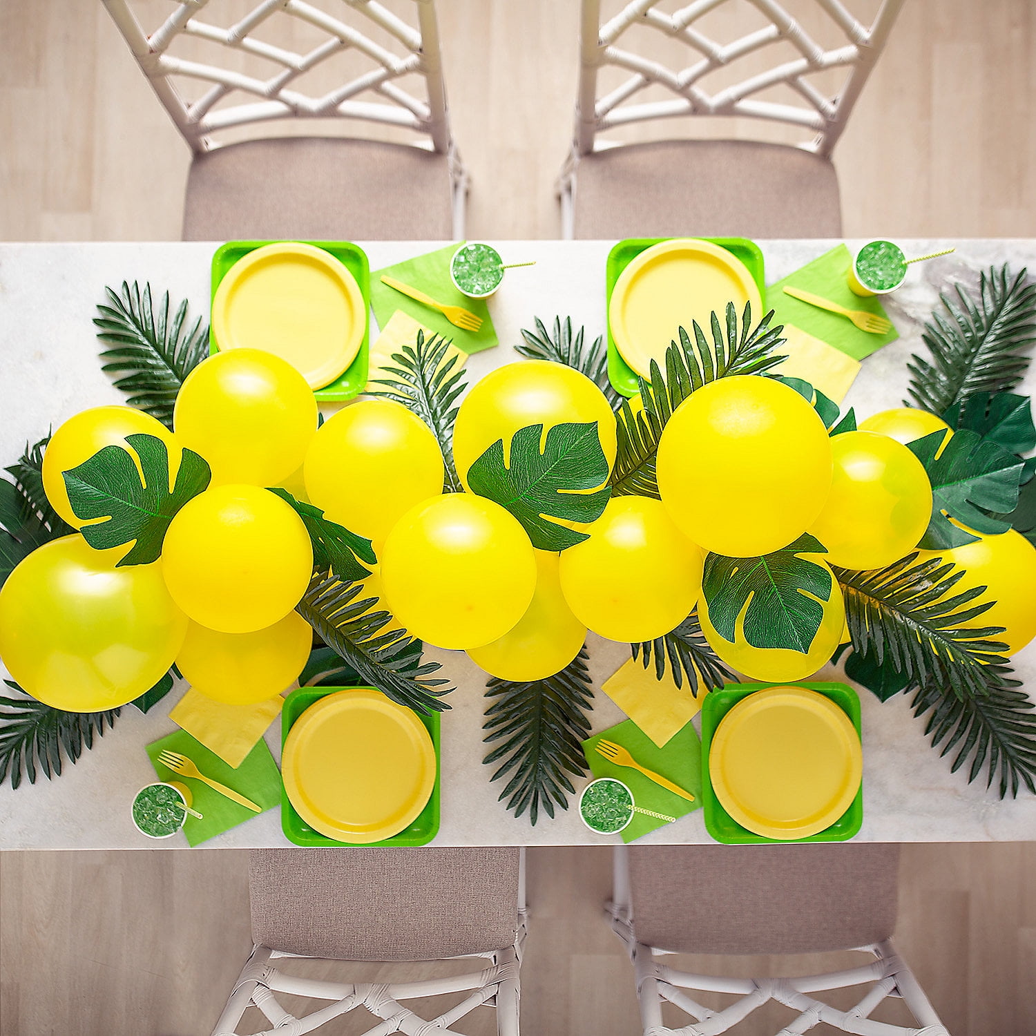 Greenery & Yellow Balloon Table Runner Kit - 50 Pc - Walmart.com