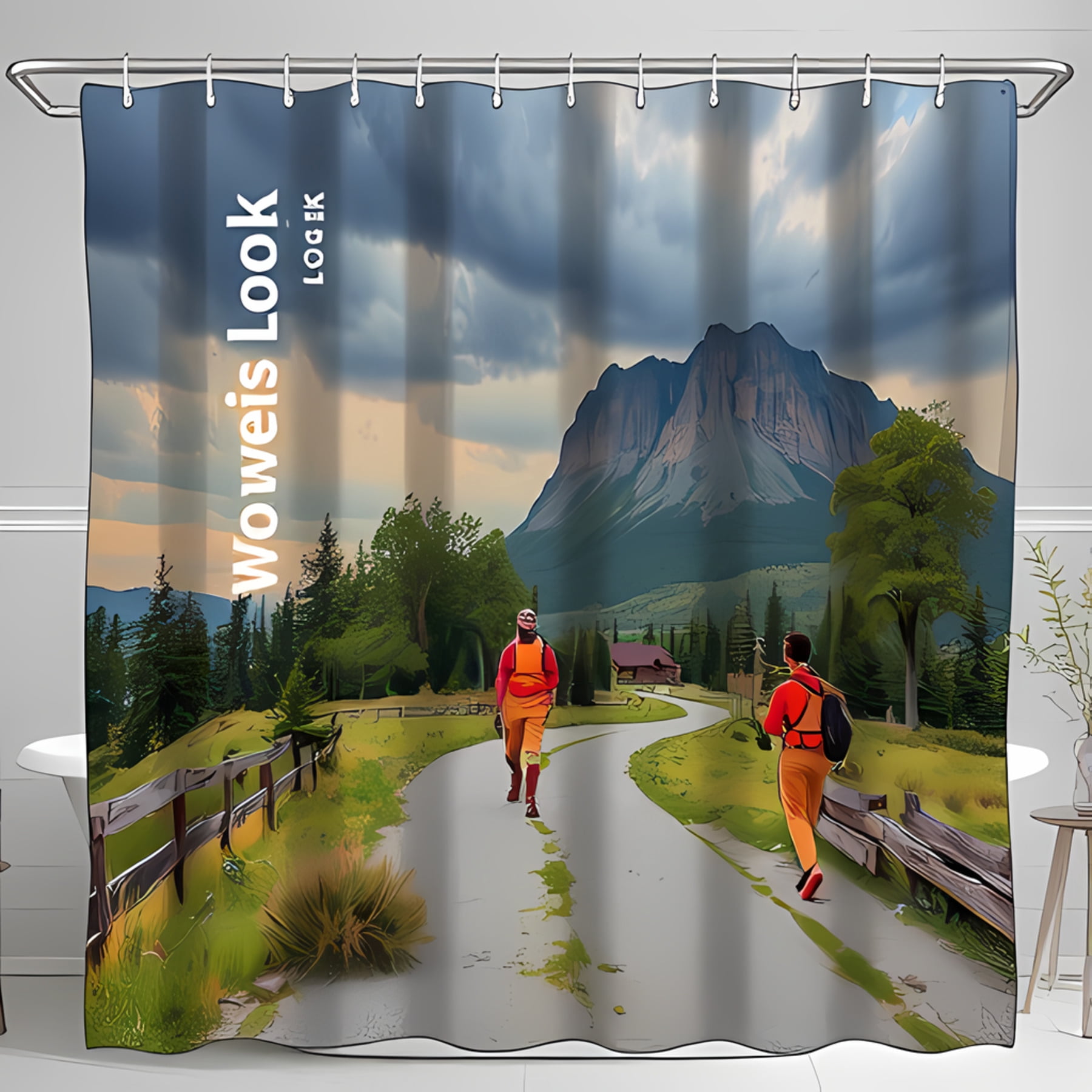 Greenery and Majestic Mountains Shower Curtain - Scenic Nature ...