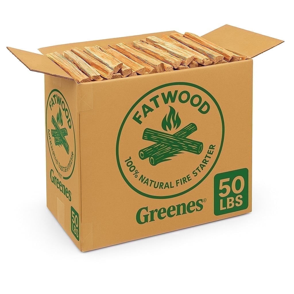 Greenes Fence Fatwood Fire Starter – 50 lb Box, 100% Natural Pine Resin ...