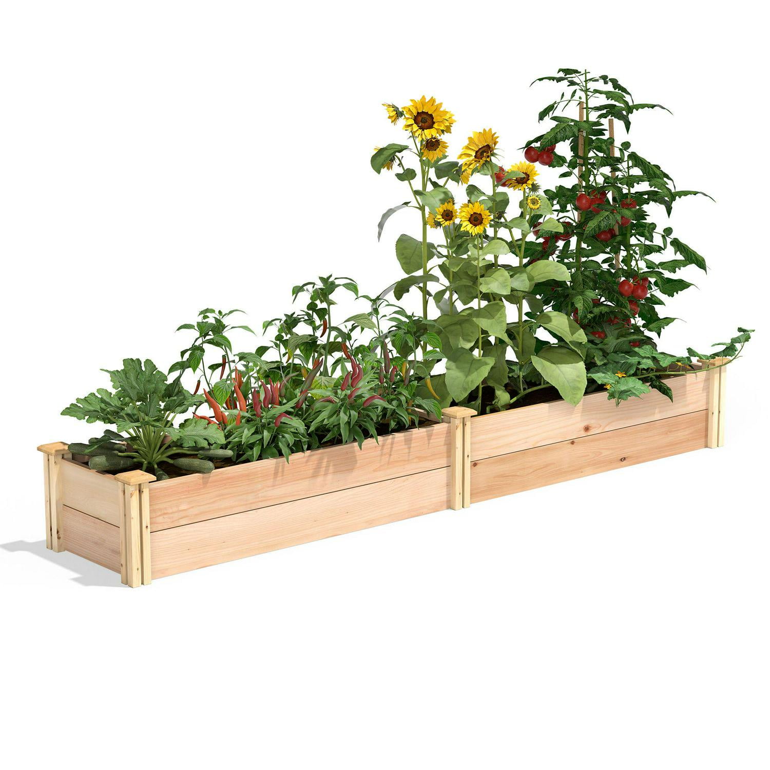Greenes Premium Cedar Stackable Raised Garden Bed, 16 in. x 8 ft. x 11 ...