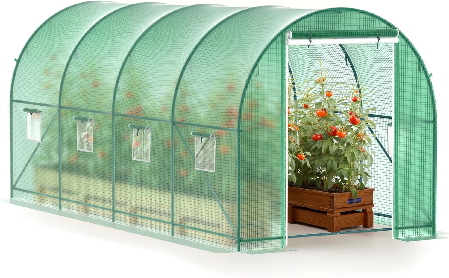 Greenhouse, 15'x7'x7' Walk-in Greenhouse Tunnel House with 6 Ventilated ...