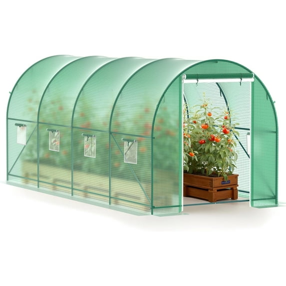 Greenhouse, 15'x7'x7' Walk-in Greenhouse Tunnel House with 6 Ventilated ...