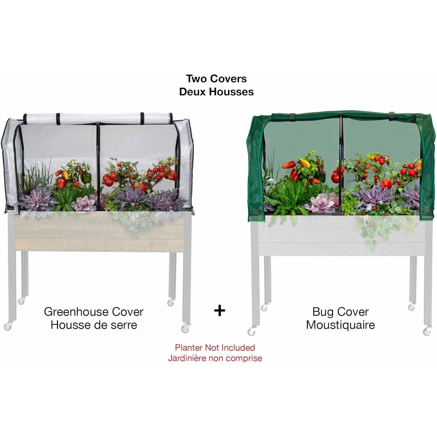 Greenhouse & Bug Cover Combo 21”W x 47”L x 24”H - Includes 1 Frame & 2 ...