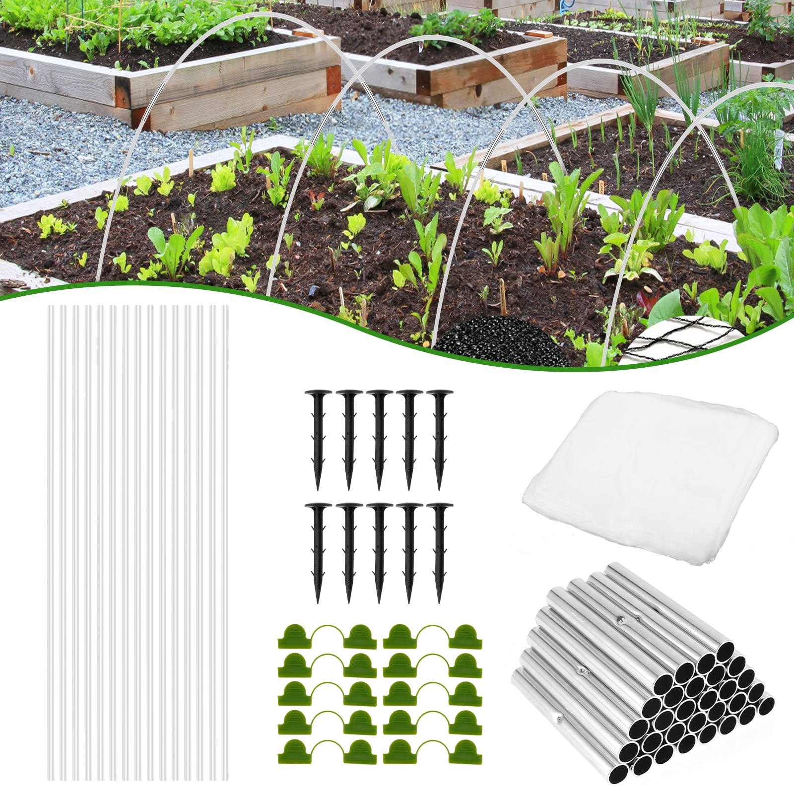 Greenhouse Hoop Garden Netting Kit,Garden Hoops for DIY Grow Tunnel ...