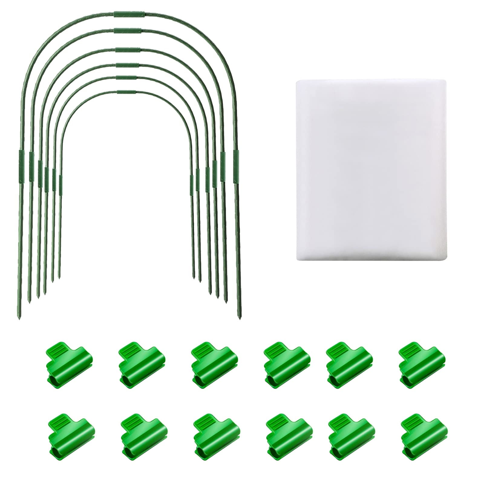 Greenhouse Hoop House Kit, 6Pcs Garden Hoops with 2x5m Plant Cover and ...