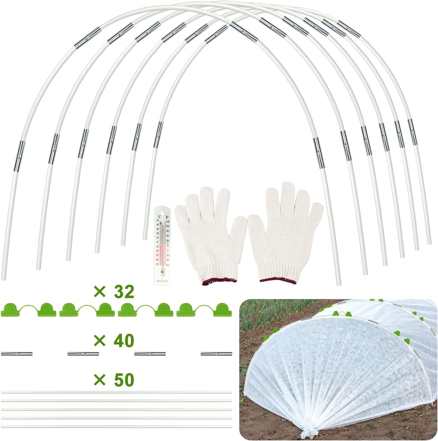 Greenhouse Hoops Garden Hoops for Raised Bed 50 Pcs 8 Feet Long Grow ...