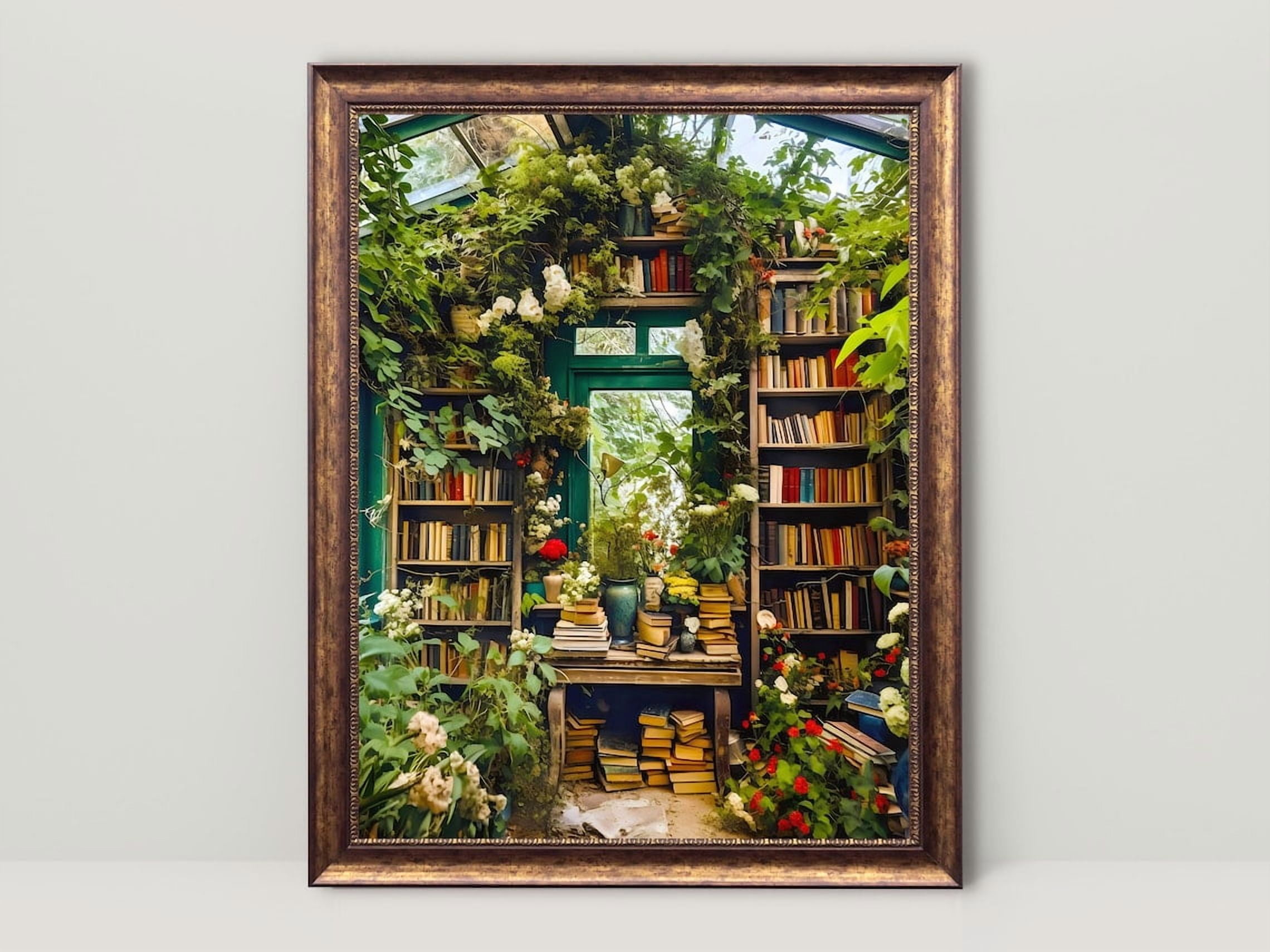 Greenhouse Library Reading Nook , Library Art Print, Bookish Wall Art ...