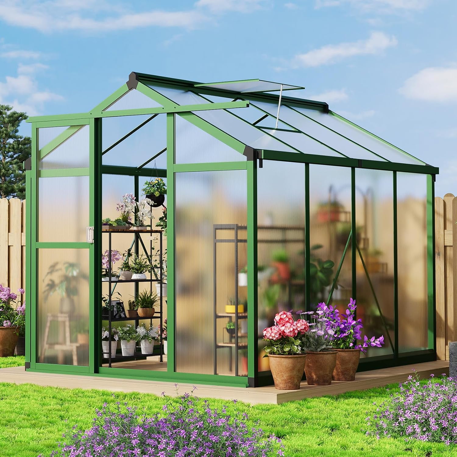 Greenhouse for Outdoors, Large Aluminum Greenhouses with Roof Vent and ...