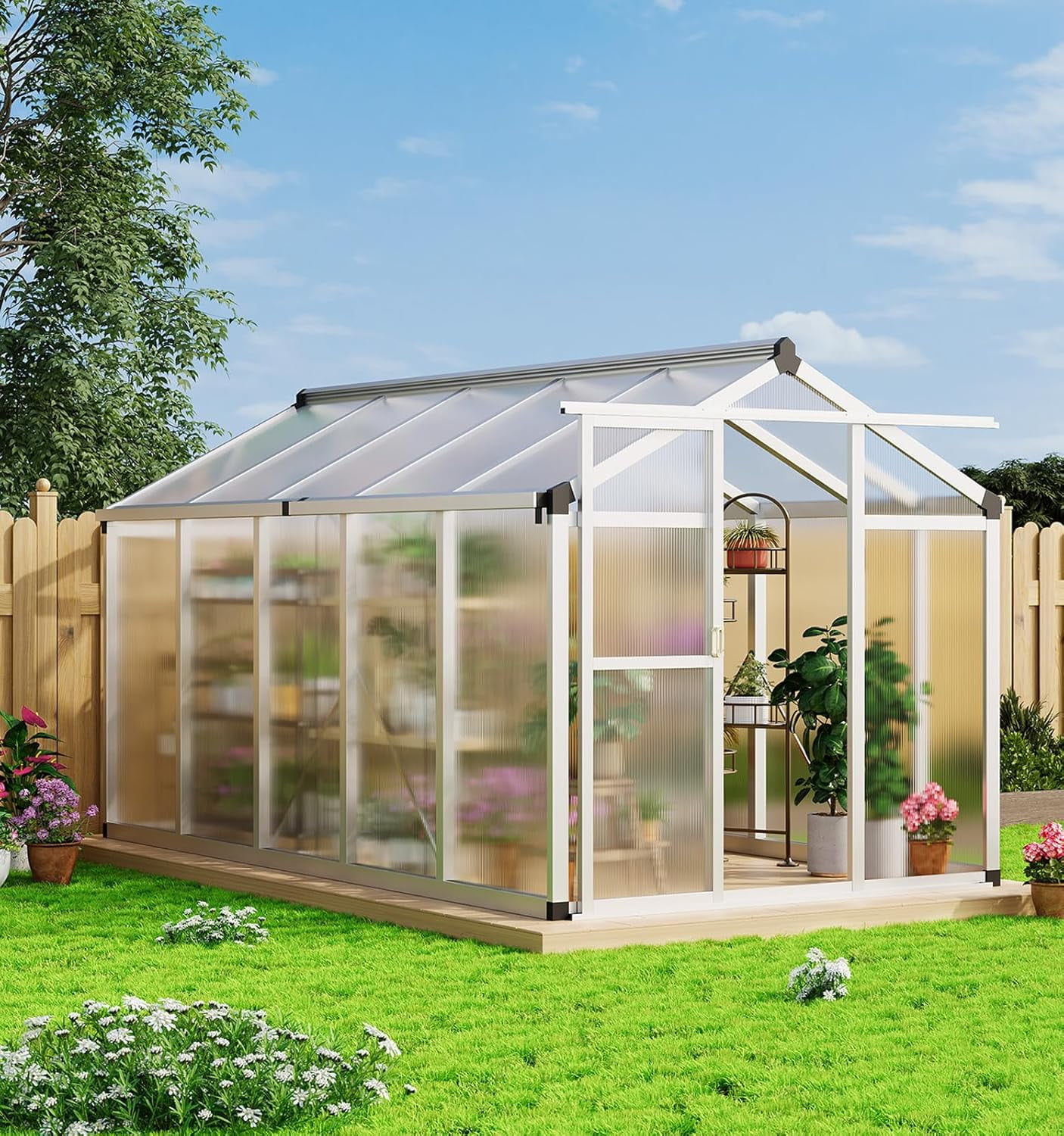 Greenhouse for Outdoors, Large Aluminum Greenhouses with Roof Vent and ...