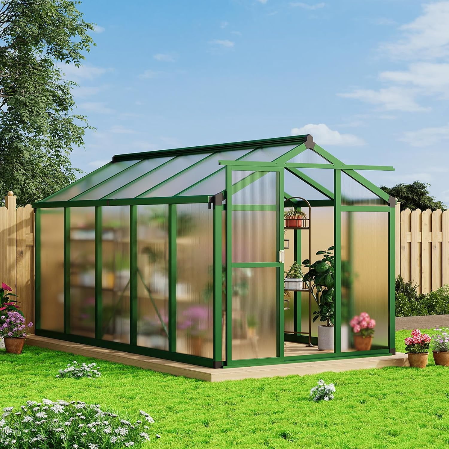 Greenhouse for Outdoors, Large Aluminum Greenhouses with Roof Vent and ...