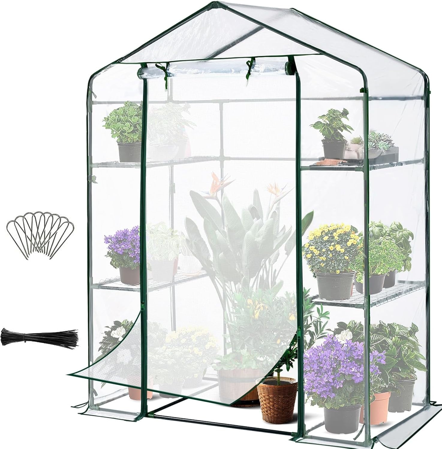 Greenhouse for Outdoors, Mini Walk-in Portable Flower Garden Plant Kit ...