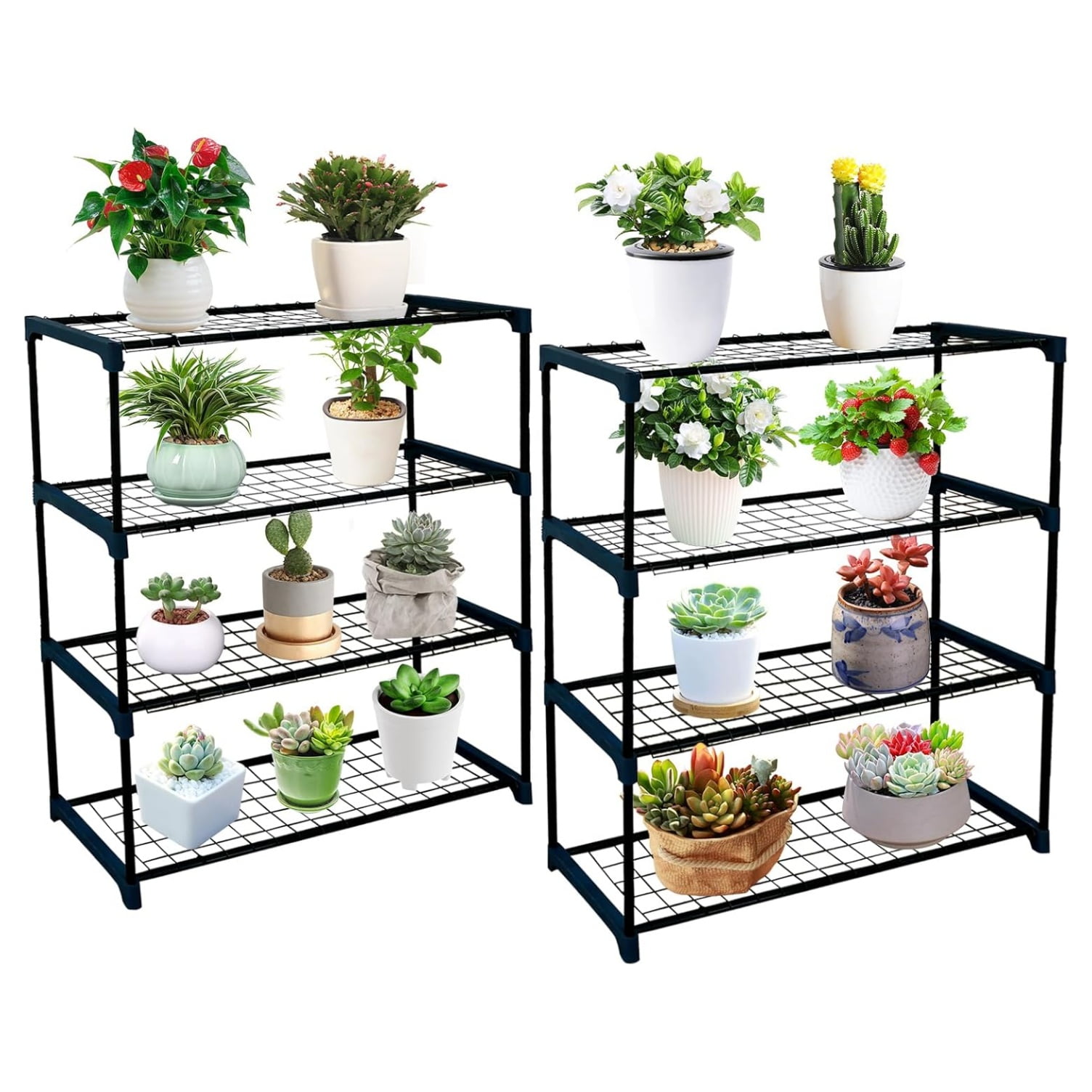 Greenhouse Plant Stand,2 Pack 4 Tier Plant Display Rack Shelf Stand ...