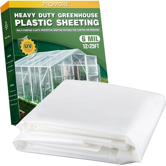 Greenhouse Plastic Sheeting 6 Mil 12x25 FT, Clear Plastic Sheeting ...