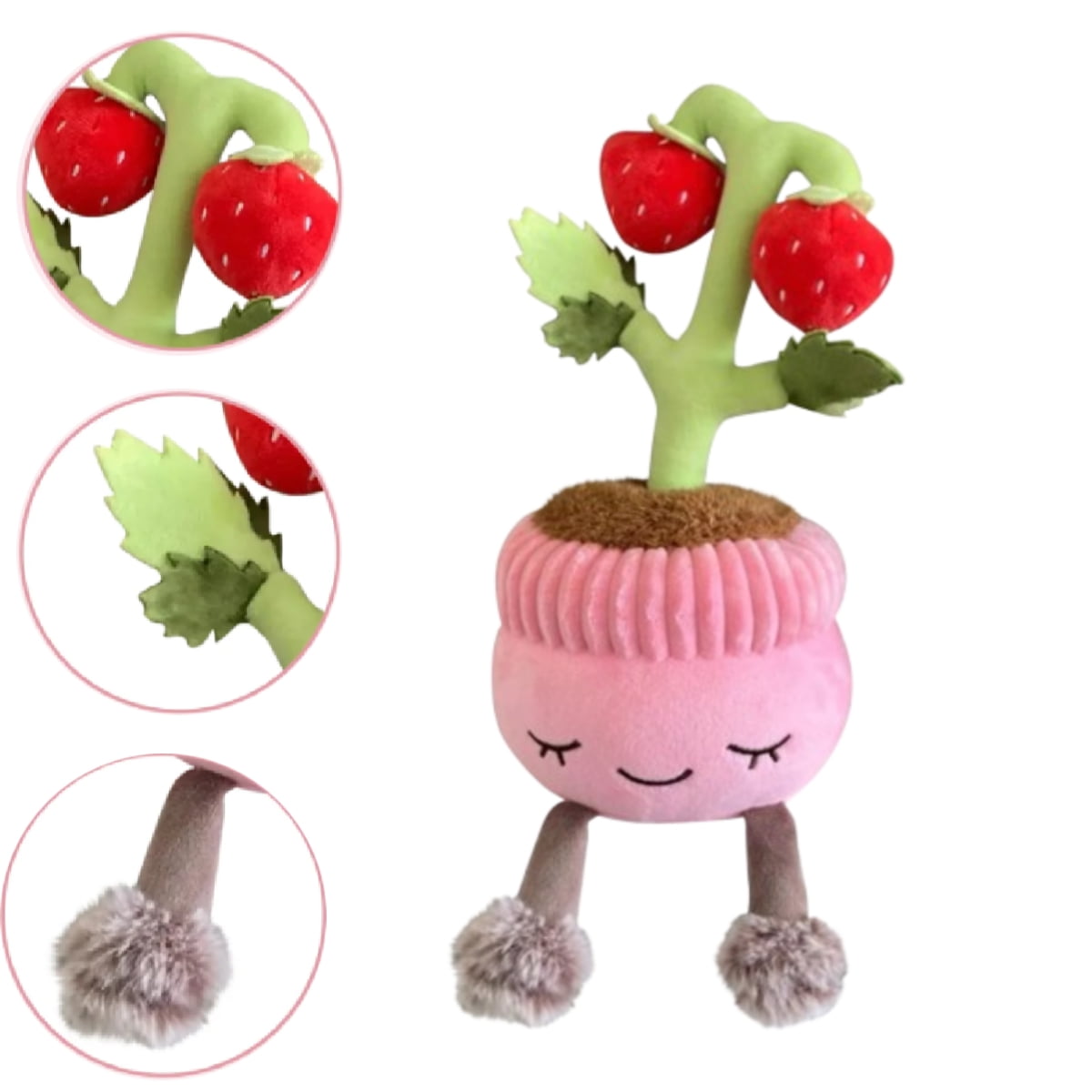 Greenhouse Plush Potted Strawberry Plant, Cartoon Plushies Toy Figures ...